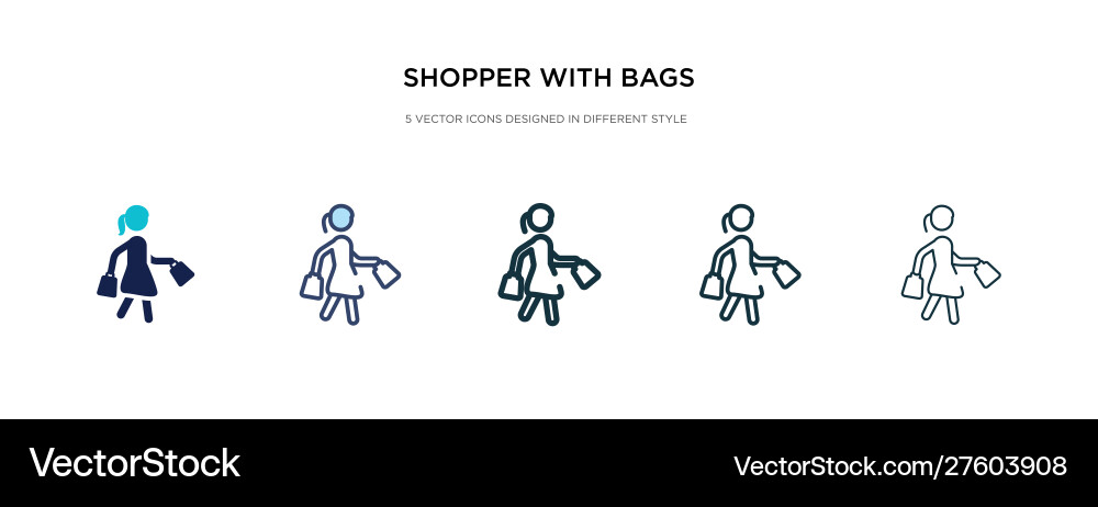 Shopper with bags icon in different style two Vector Image
