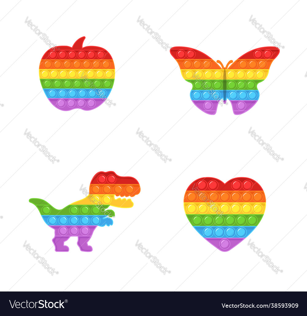 Pop it fidget set trendy sensory playthings Vector Image