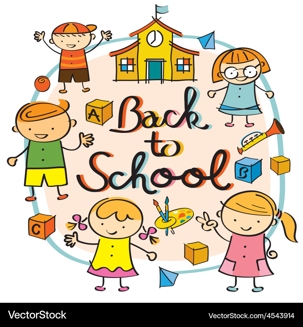 Kindergarten Kids Back to School Heading Vector Image