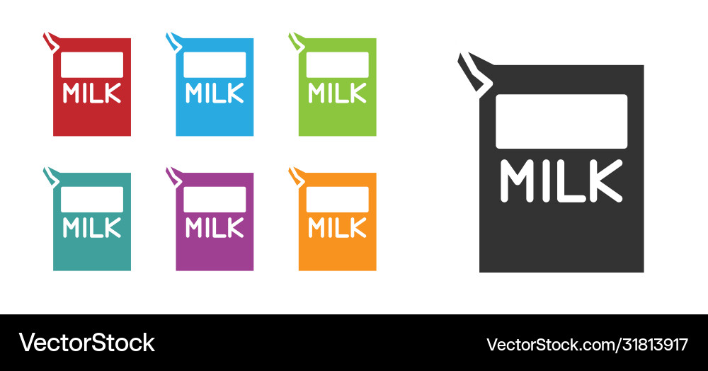 Black paper package for milk icon isolated Vector Image