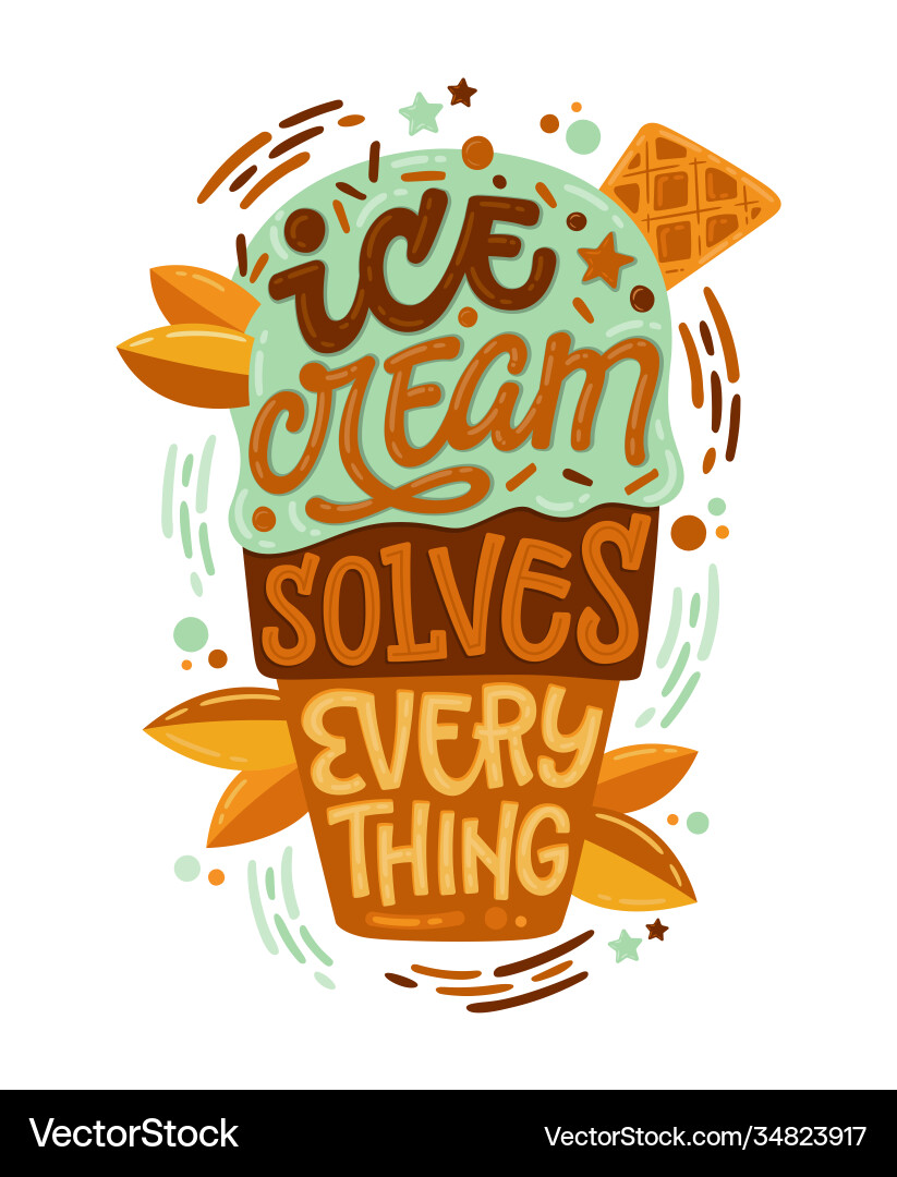 Ice cream solves everything - colorful Royalty Free Vector