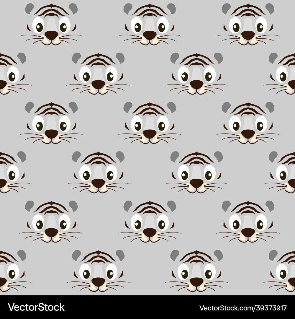 Seamless pattern striped cute white tiger face Vector Image