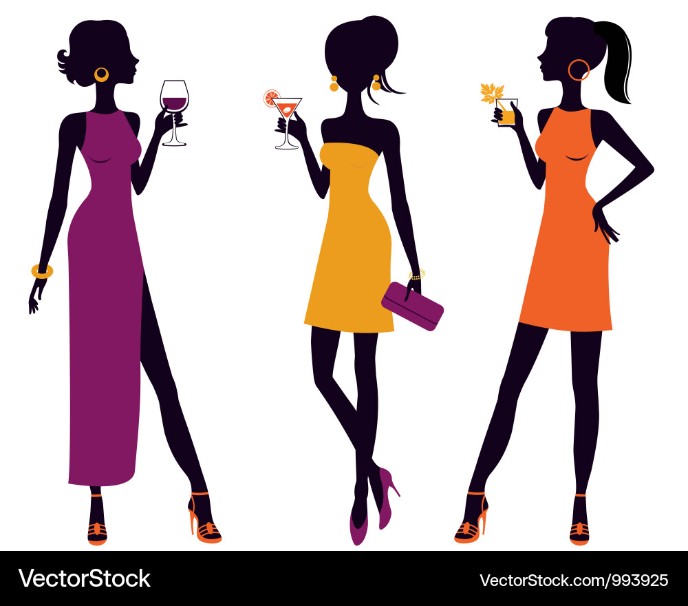Cocktail Party girls Royalty Free Vector Image