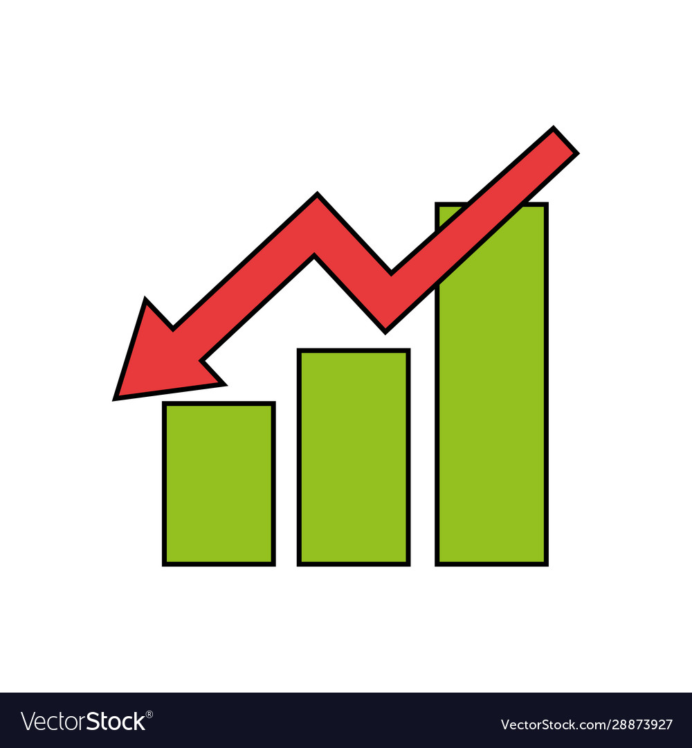 Isolated workflow bars with decrease arrow Vector Image
