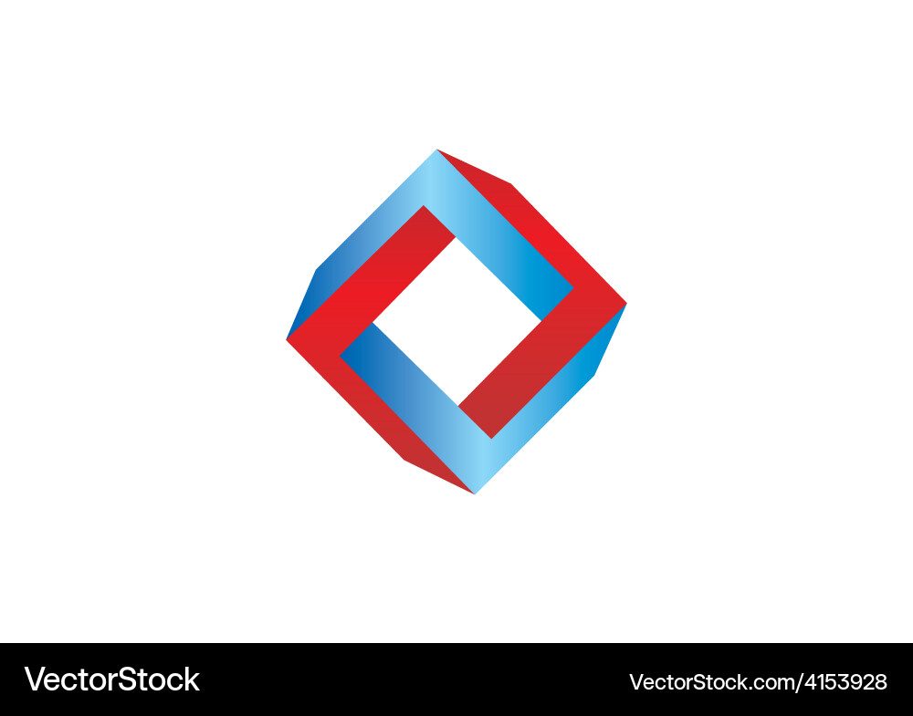 Unusual abstract shape square 3D logo Royalty Free Vector