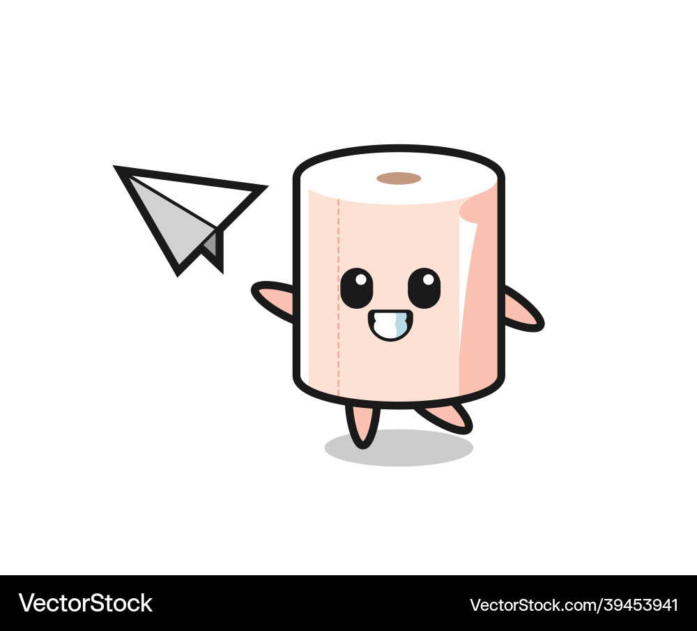 Tissue roll cartoon character throwing paper Vector Image