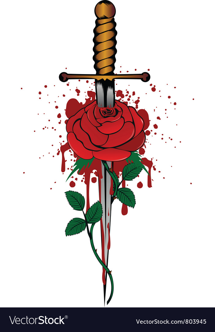 Rose and dagger Royalty Free Vector Image - VectorStock