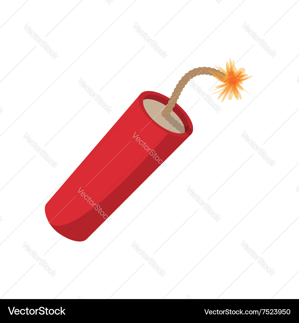 Red dynamite stick cartoon icon Royalty Free Vector Image