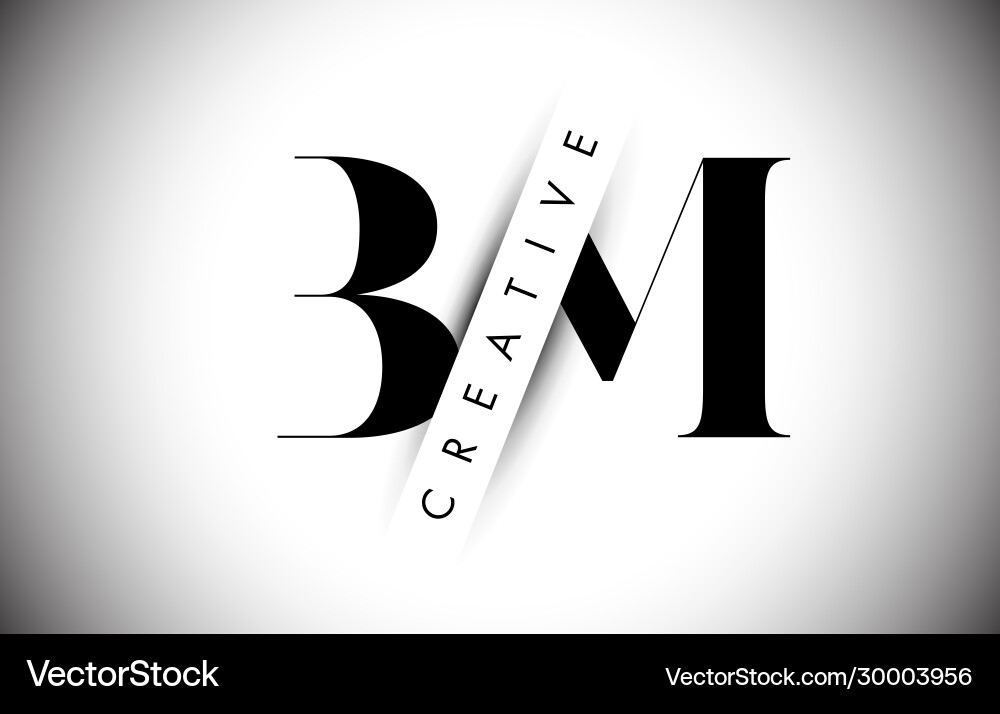 Bm b m letter logo with creative shadow cut Vector Image