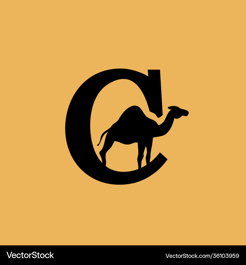C letter with camel inside logo Royalty Free Vector Image