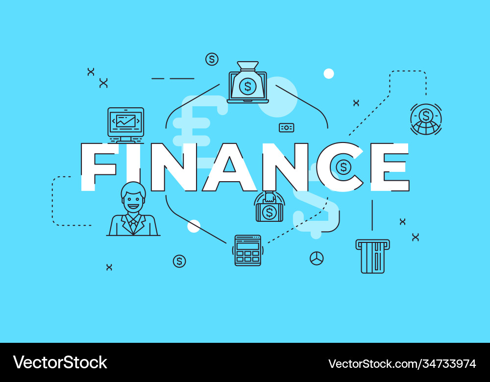 Finance text concept modern flat style Royalty Free Vector