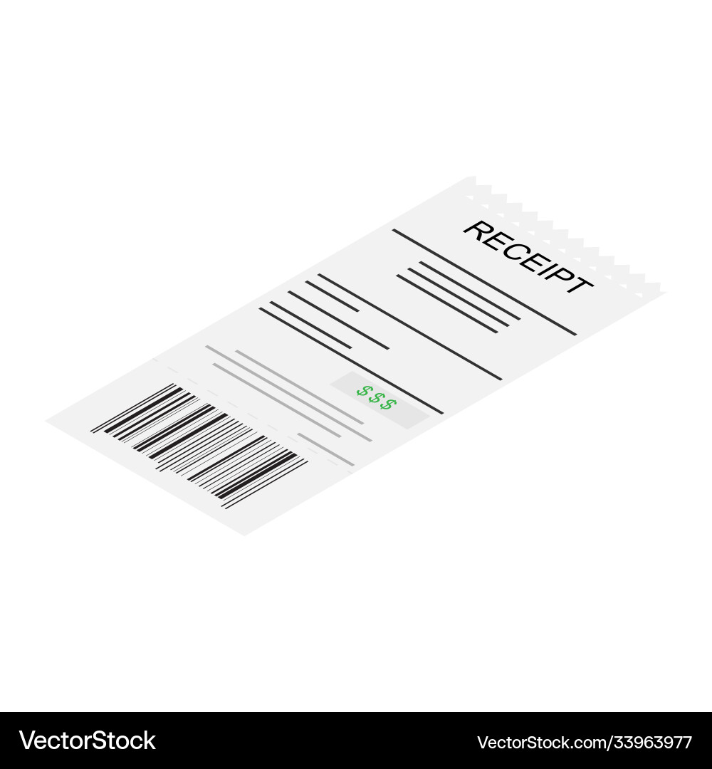 Icon sales printed receipt bill atm template cafe Vector Image
