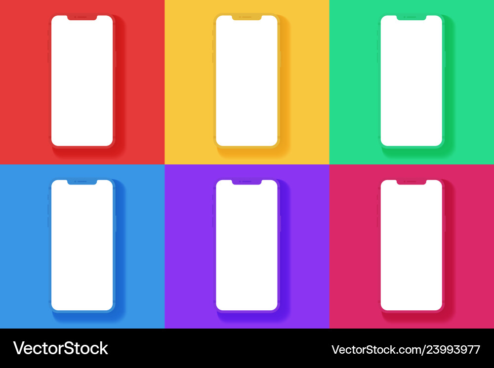 Smartphone templates set on the different bright Vector Image