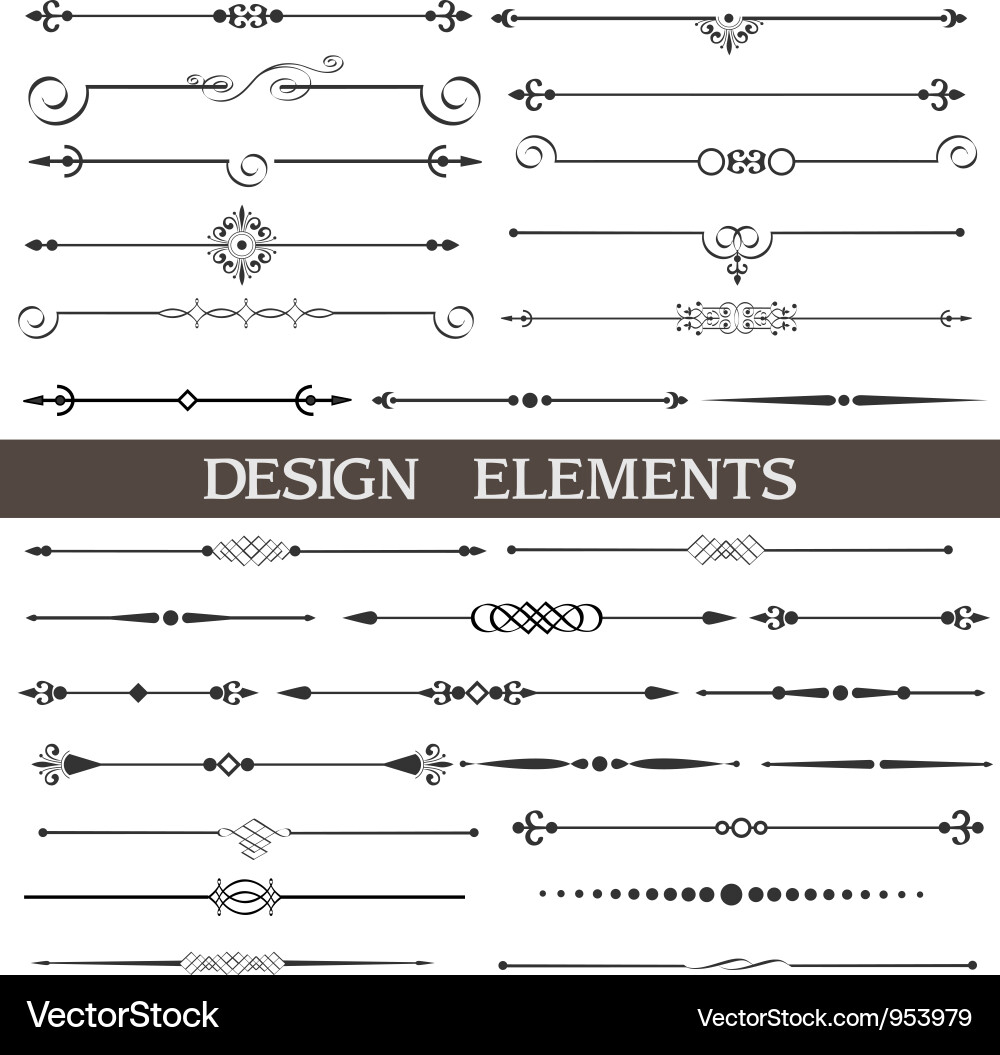 Set of calligraphic design elements and page decor