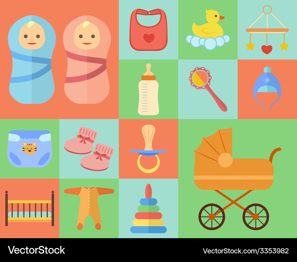 Baby icons set made in flat design Royalty Free Vector Image