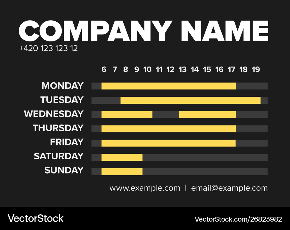 Shop opening time hours template Royalty Free Vector Image