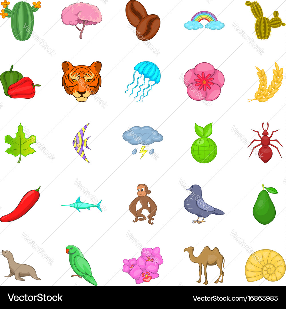 Milieu icons set cartoon style Royalty Free Vector Image