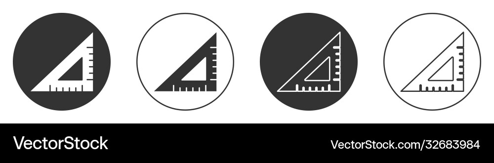 Black triangular ruler icon isolated on white Vector Image