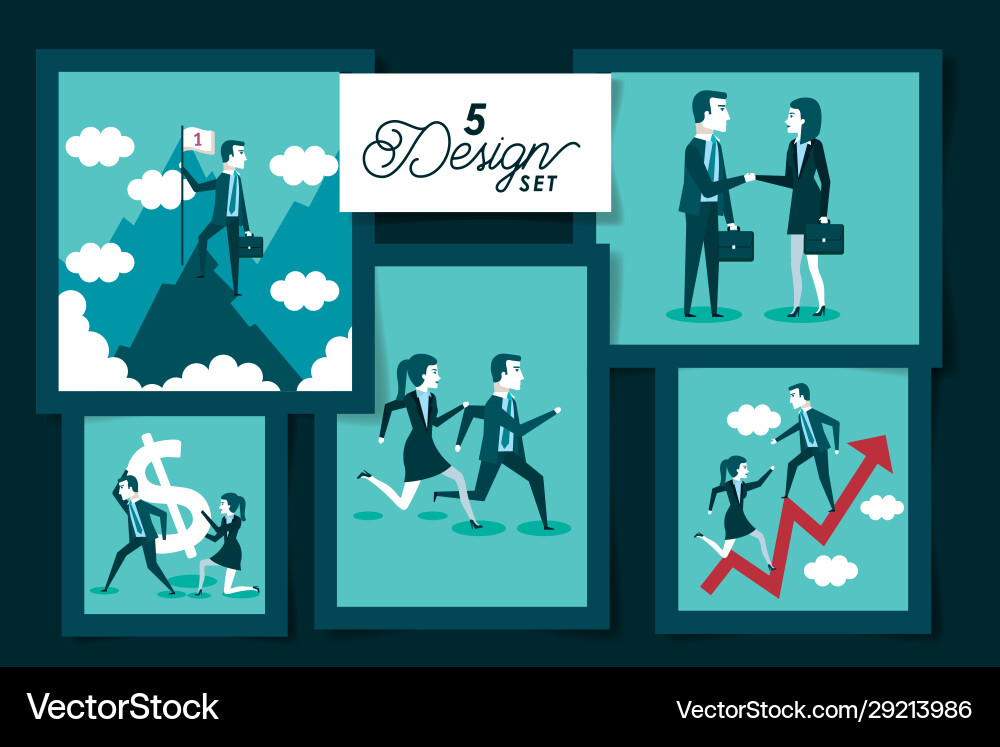 Five designs business people Royalty Free Vector Image