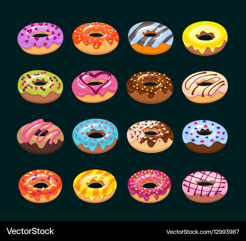 Donut icon set Royalty Free Vector Image - VectorStock
