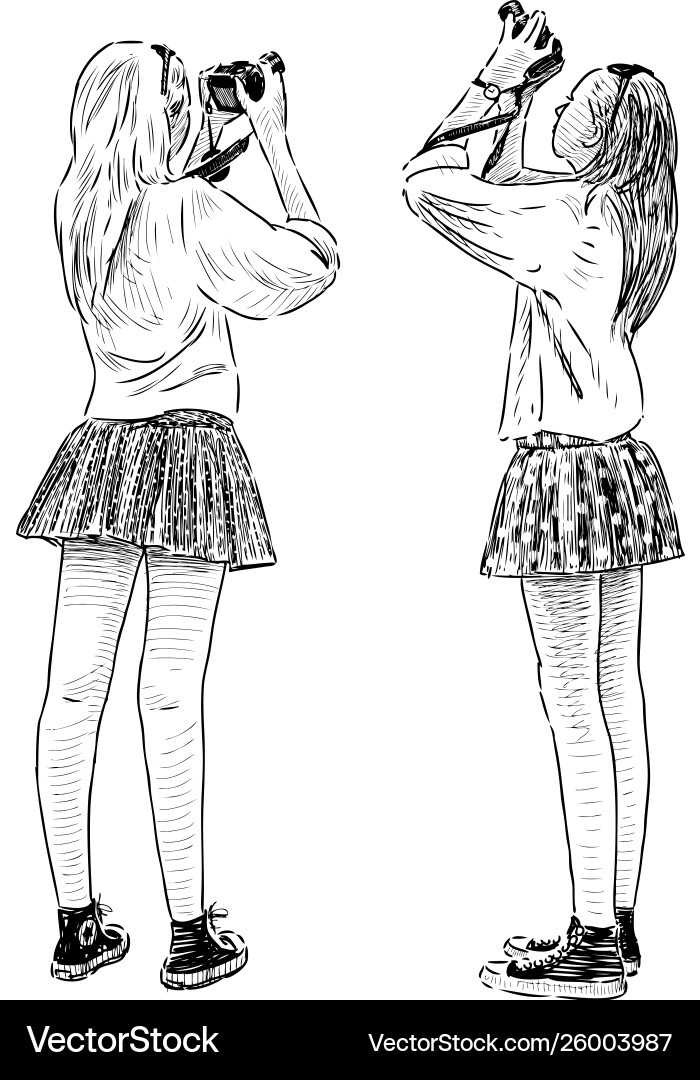 Girls shooting Royalty Free Vector Image - VectorStock