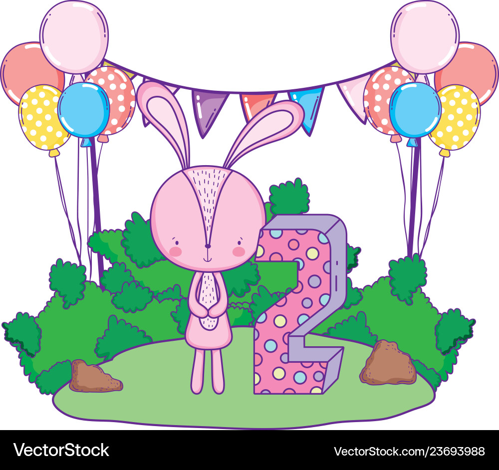 Cute little rabbit with balloons helium Royalty Free Vector