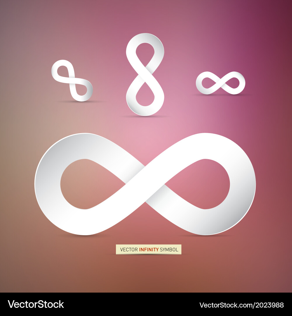 Paper infinity symbols on pink background Vector Image