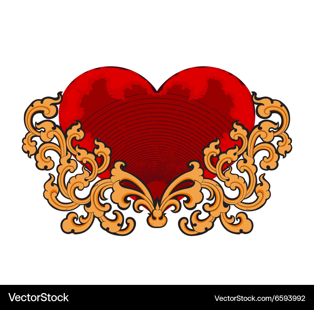 Red heart floral pattern Royalty Free Vector Image