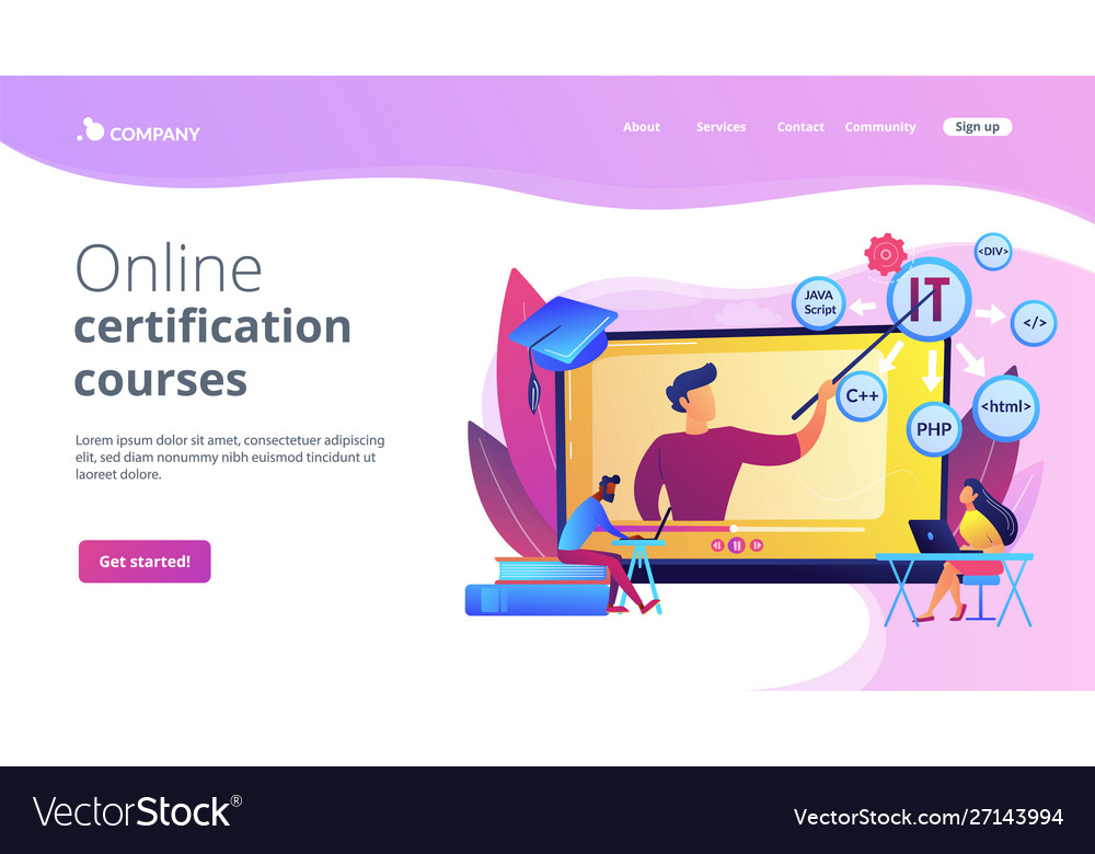 Online it courses concept landing page Royalty Free Vector