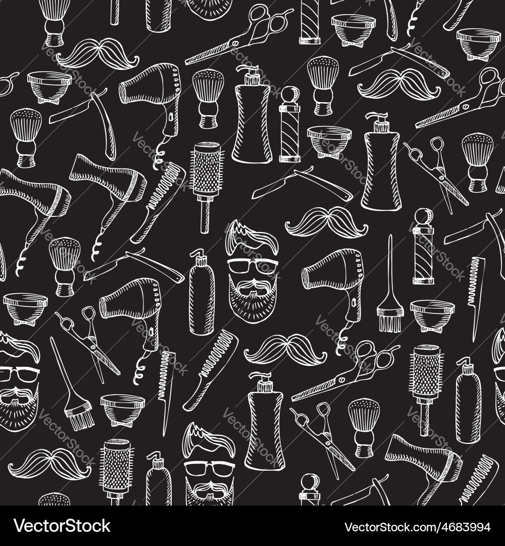 Seamless pattern background barber shop Royalty Free Vector