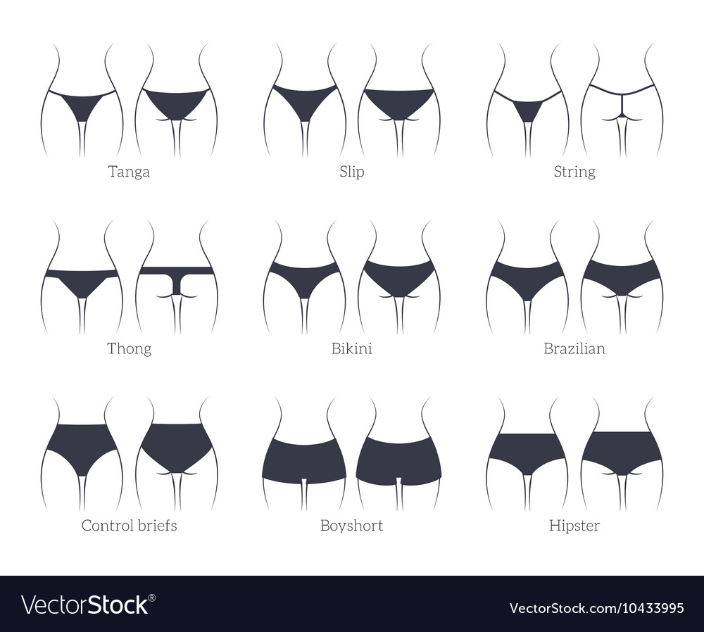 Female Panties Types Icons String And Thong Vector Image