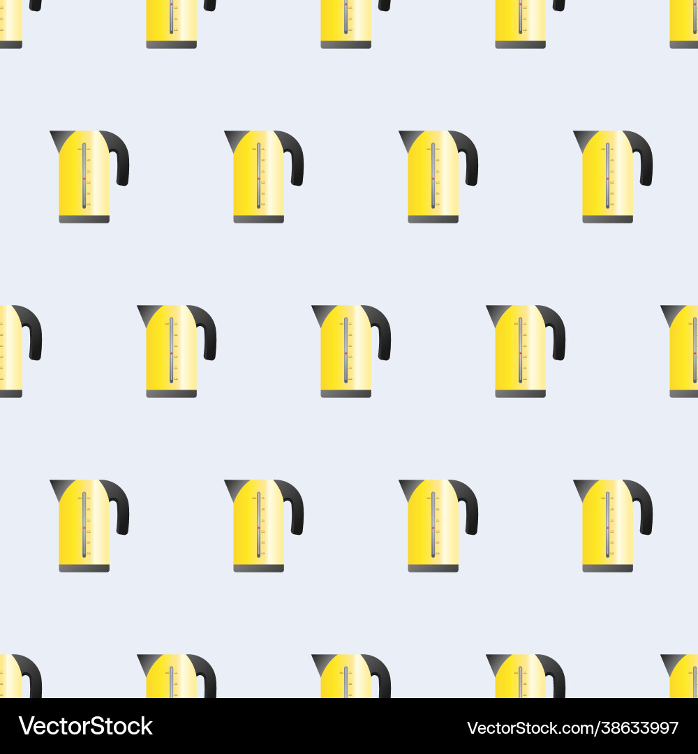 Seamless pattern electric yellow kettle in a flat Vector Image