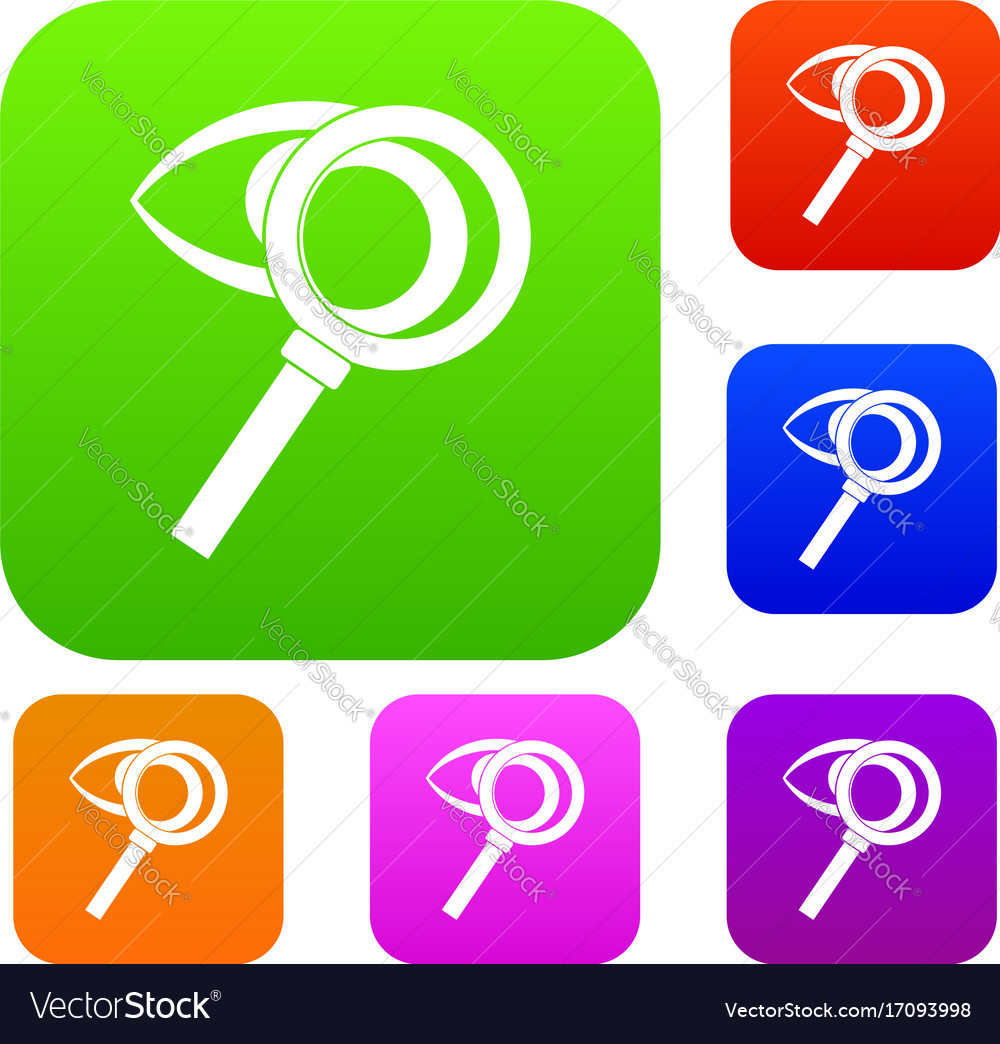 Magnifying glass with eye set collection Vector Image