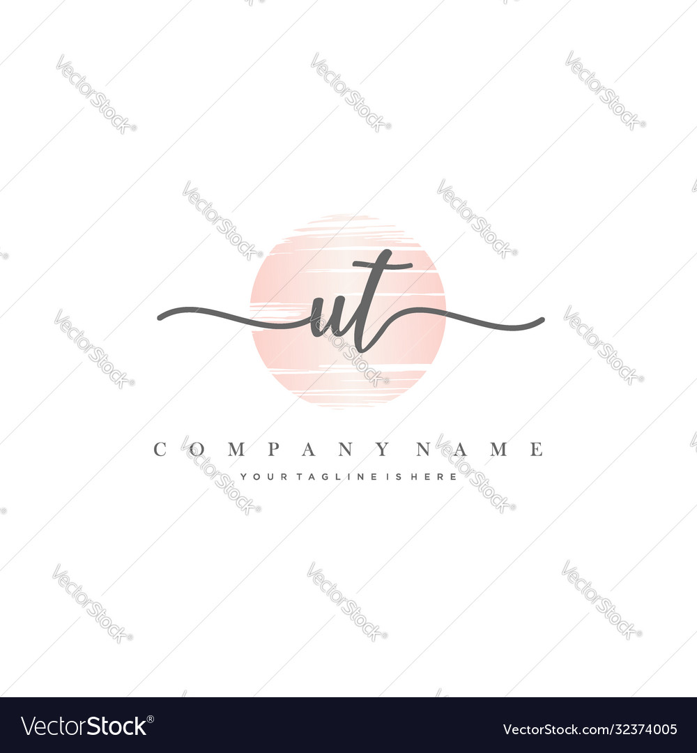 Ut initial handwriting logo Royalty Free Vector Image