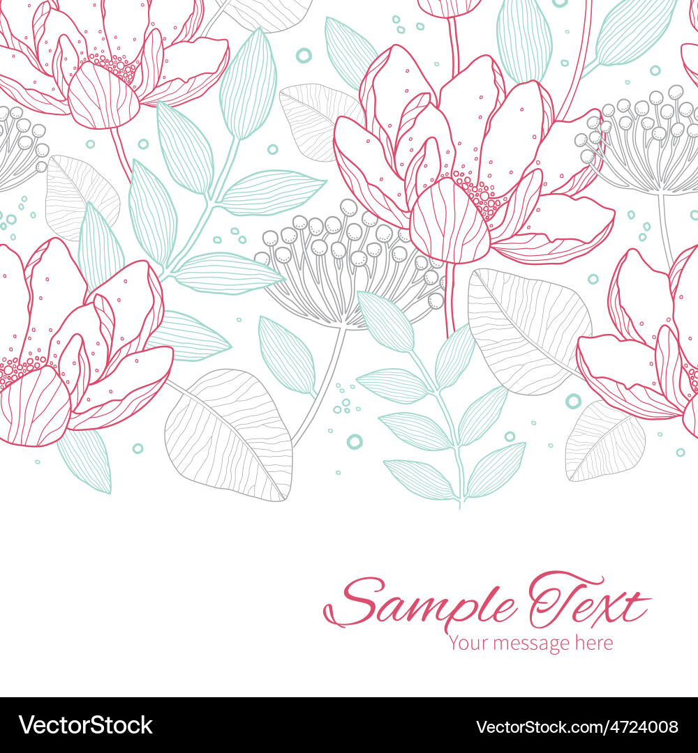Modern line art florals horizontal border Vector Image