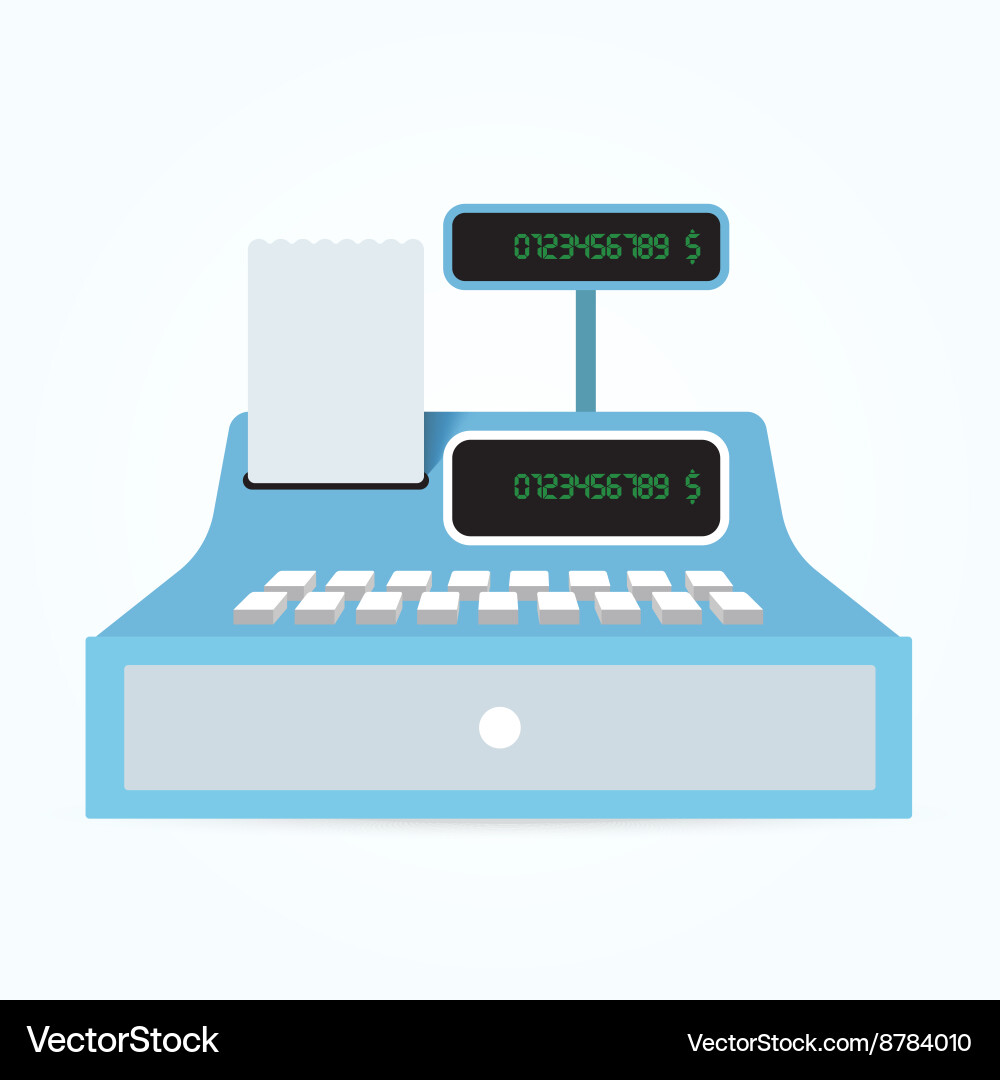 Cash register in flat style Royalty Free Vector Image