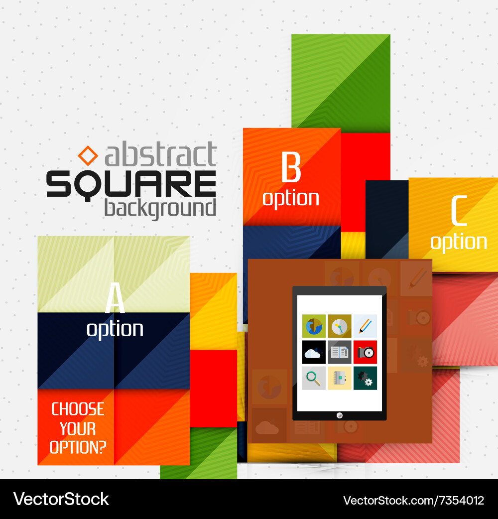 Geometric square shapes and infographic option Vector Image