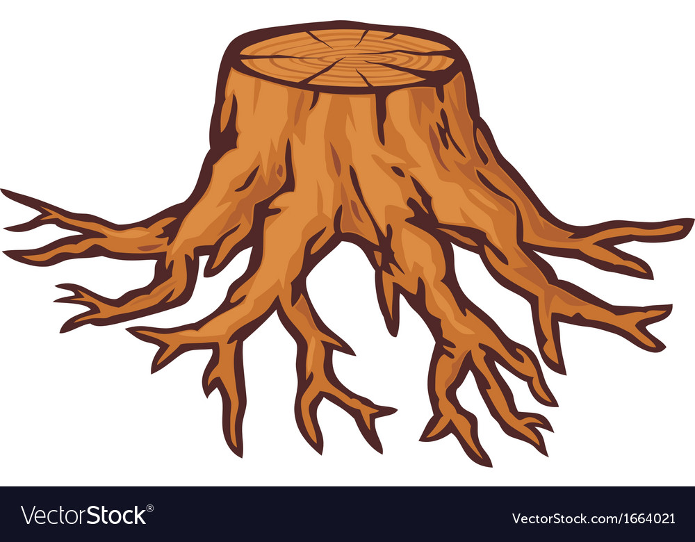 Old tree stump with roots Royalty Free Vector Image