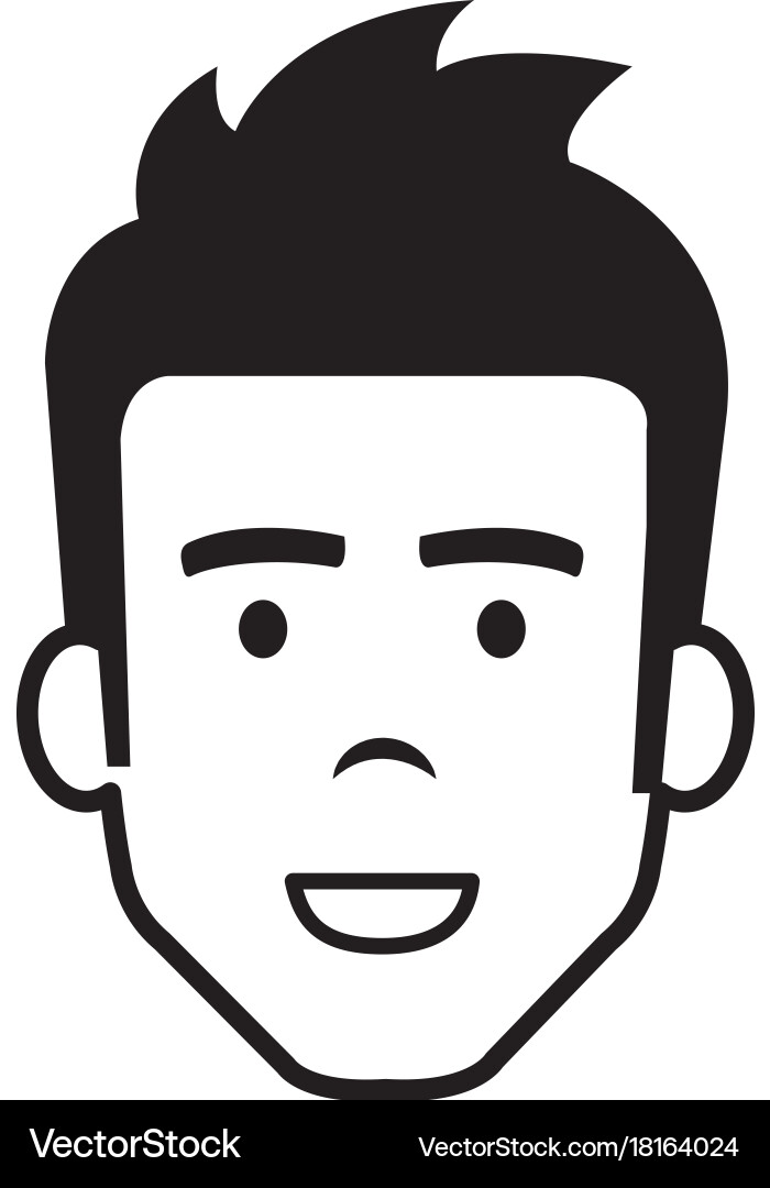 Young man head avatar character Royalty Free Vector Image