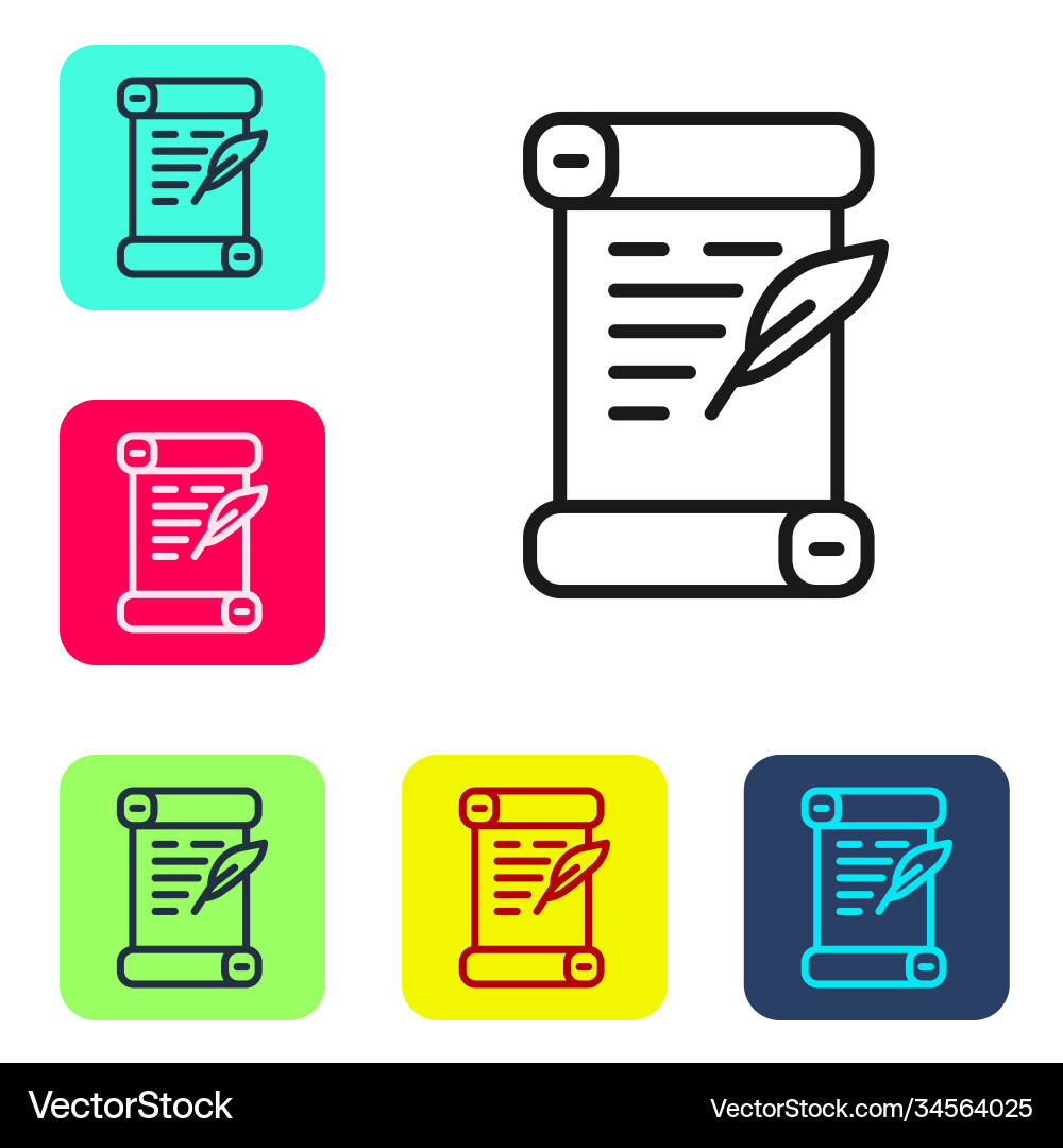 Black line decree paper parchment scroll icon Vector Image