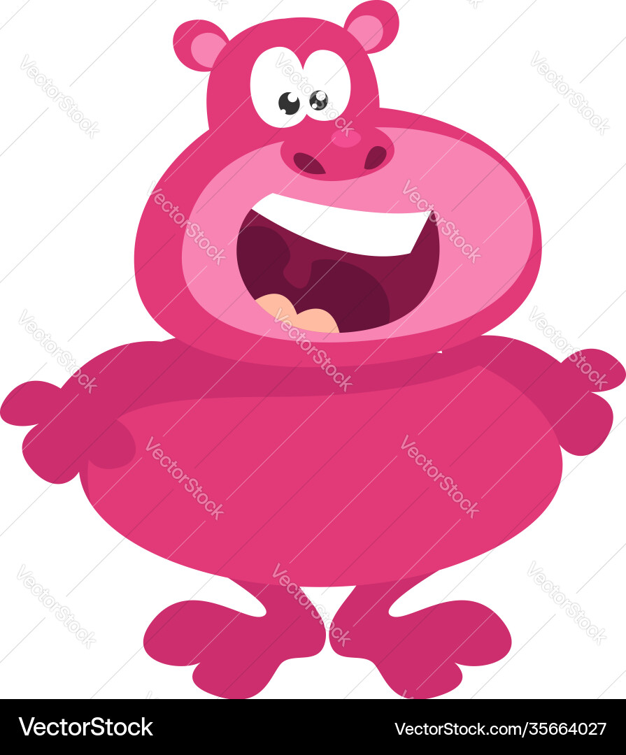 Pink hippo on white background Royalty Free Vector Image
