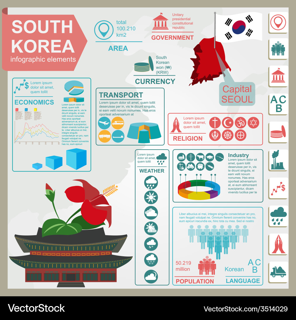 Soutn Korea infographics statistical data sights Vector Image
