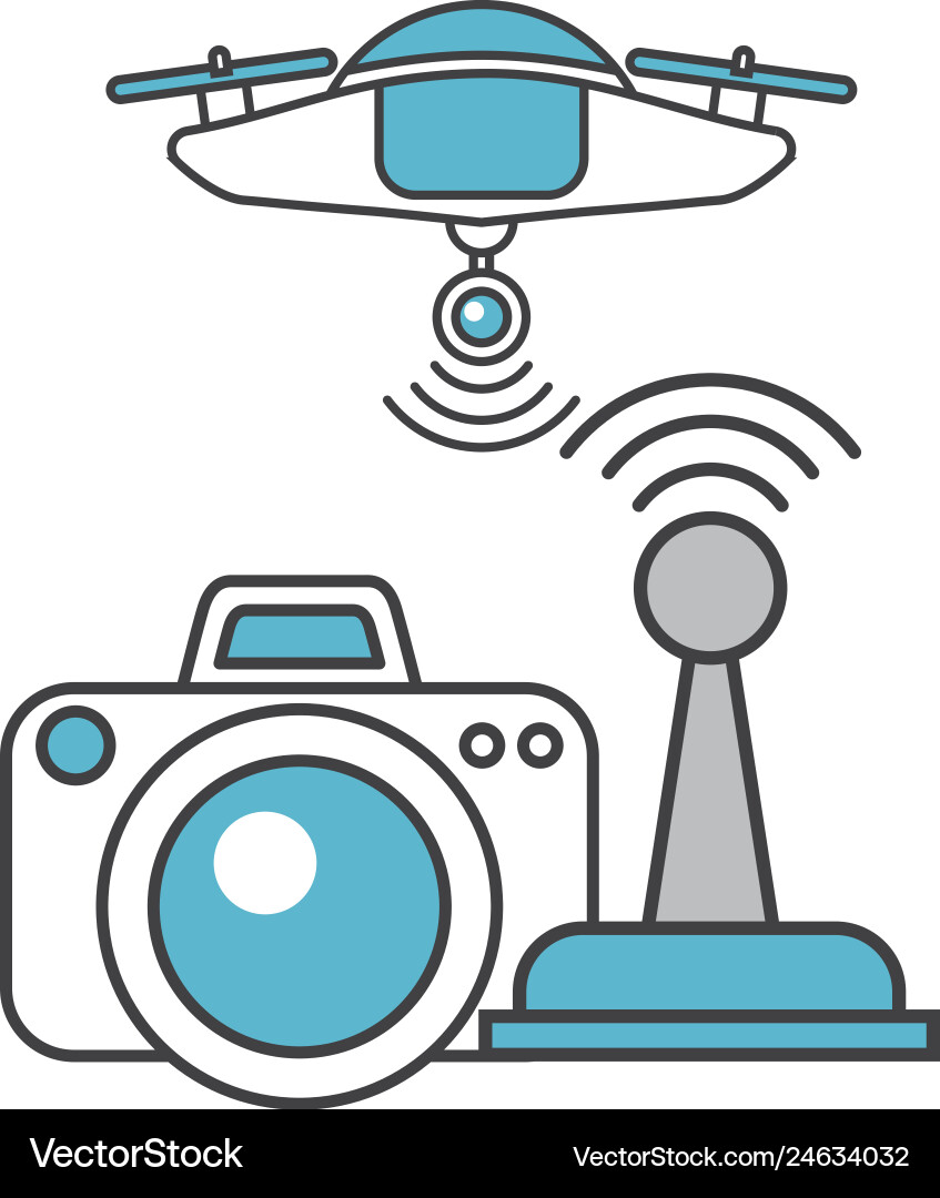 Camera and control signal drone technology Vector Image