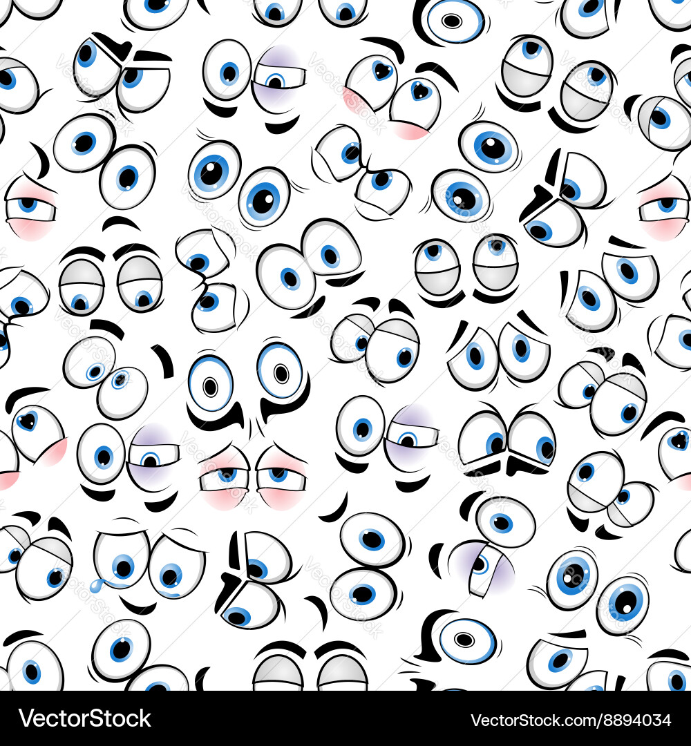 Comics googly eyes seamless pattern background Vector Image
