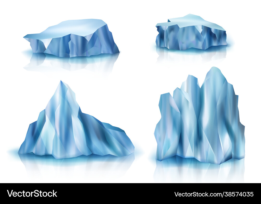 Realistic glaciers big iceberg ice rocks cold Vector Image