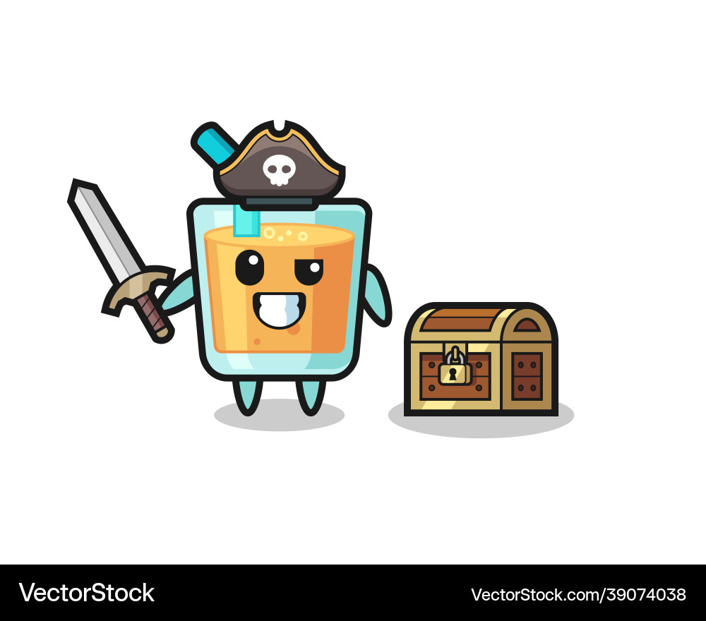 Orange juice pirate character holding sword Vector Image