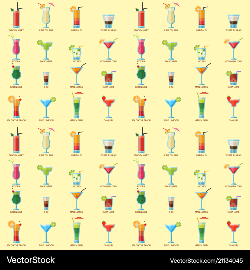 Alcoholic cocktails seamless pattern background Vector Image