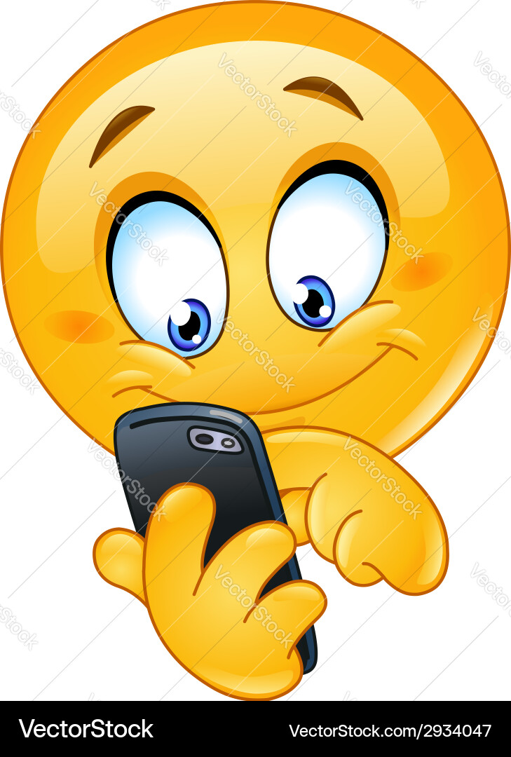 Emoticon with smart phone Royalty Free Vector Image