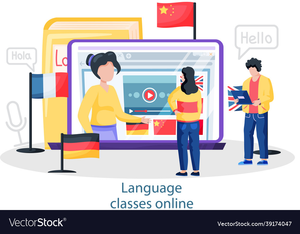 Online internet language courses foreign speech Vector Image