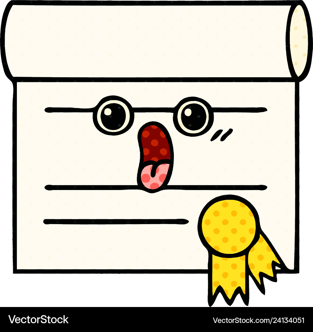 Comic book style cartoon certificate Royalty Free Vector